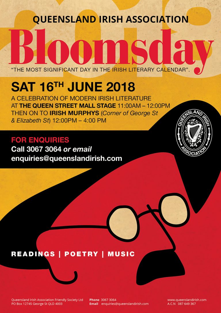 Qld Irish Association | QIA Bloomsday Poster 2018