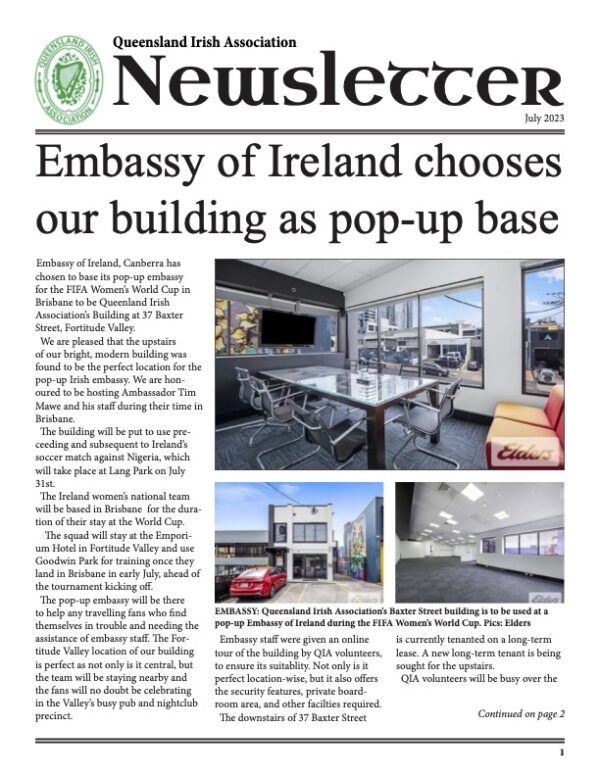 Qld Irish Association | July 2023 Newsletter